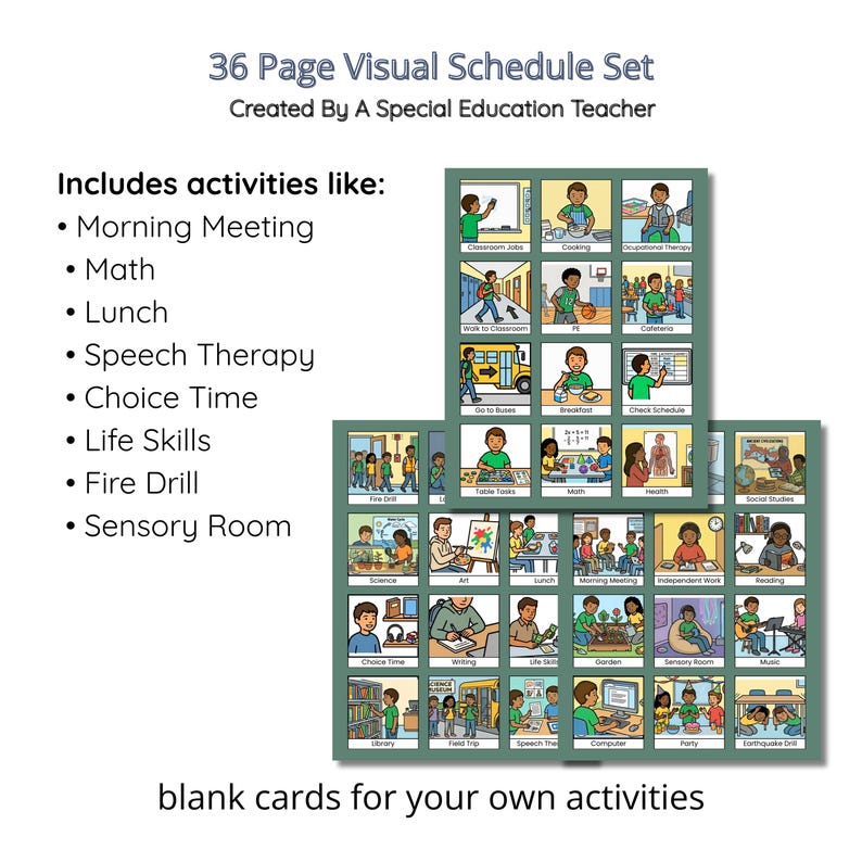 Visual Schedule Cards for Autism, SPED Classrooms (printable PDF) - Etsy