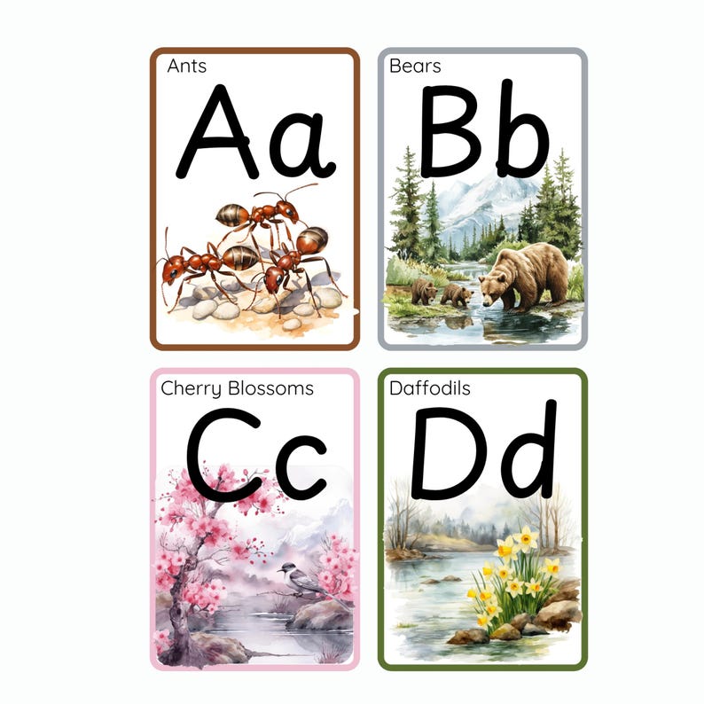Nature Alphabet Flashcards | ABC Cards for Toddler, Preschool (digital ...