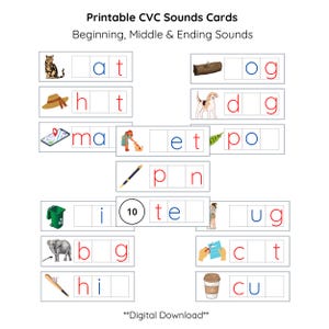 Printable CVC Beginning, Middle & Ending Sounds Cards | Early Literacy ...