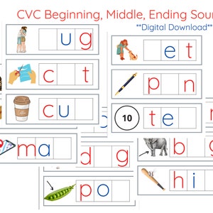 Printable CVC Beginning, Middle & Ending Sounds Cards | Early Literacy ...