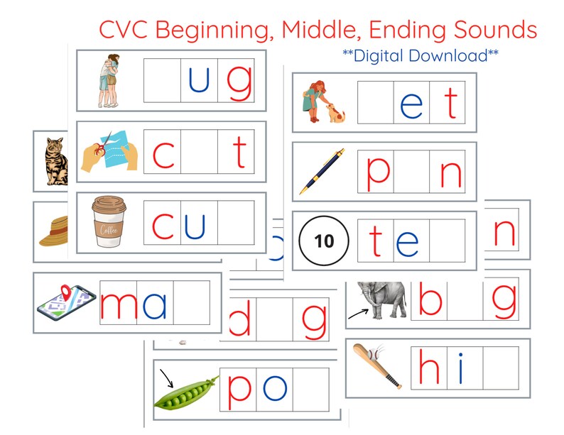 Printable CVC Beginning, Middle & Ending Sounds Cards | Early Literacy ...