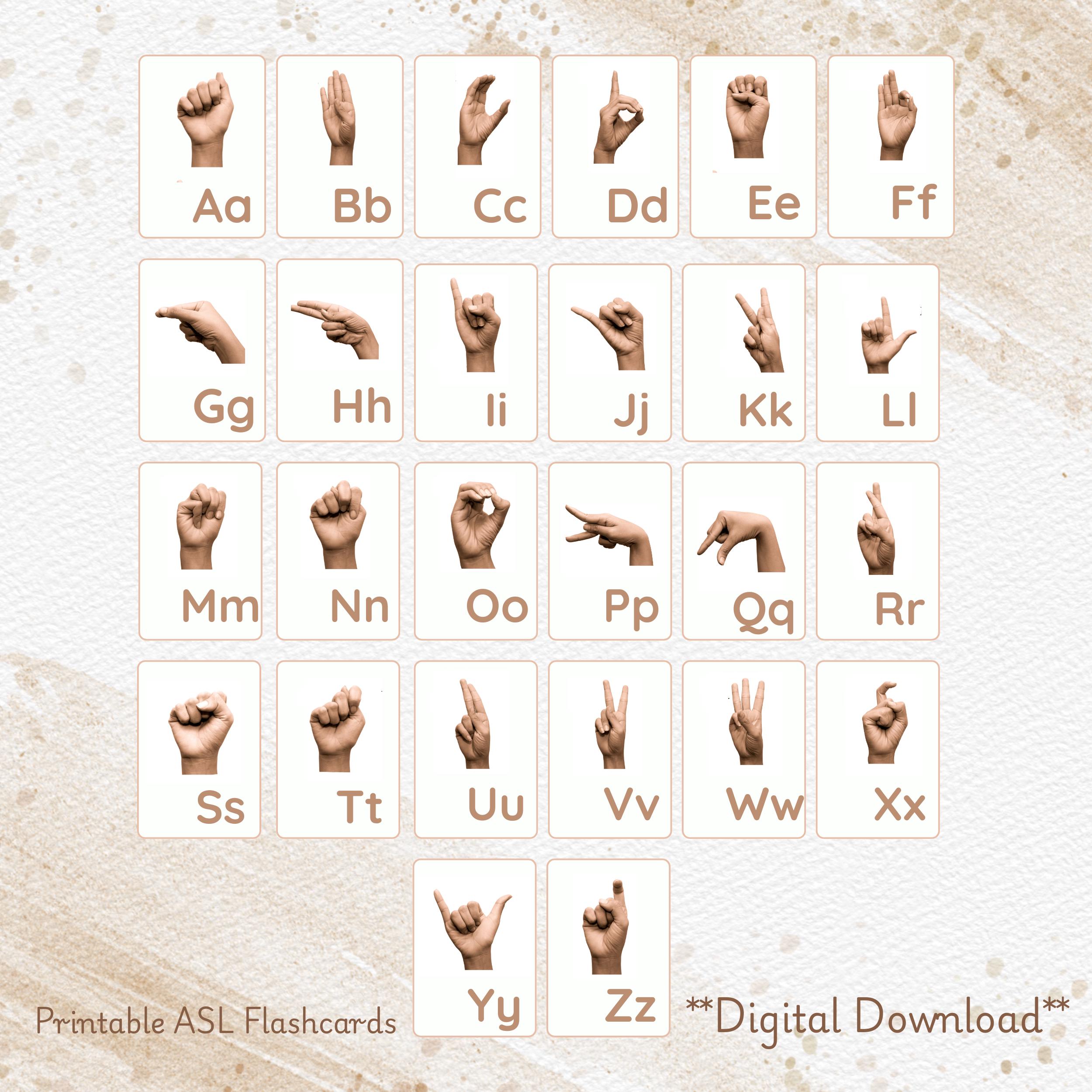 ASL Flashcards | Printable American Sign Language Alphabet for Kids ...
