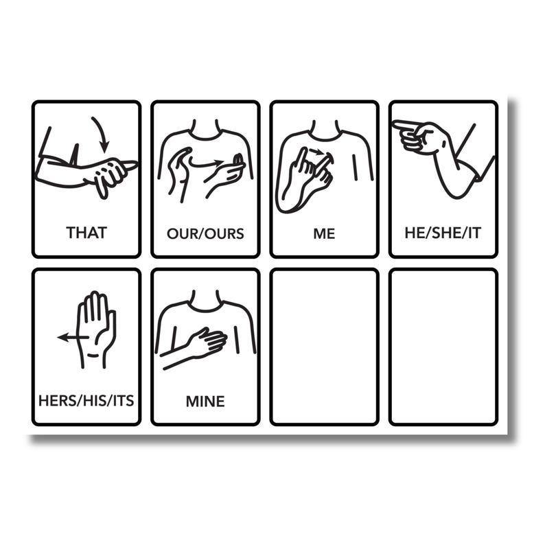 ASL Pronouns Flashcards - 14 Pronoun Signs for Easy ASL Learning ...