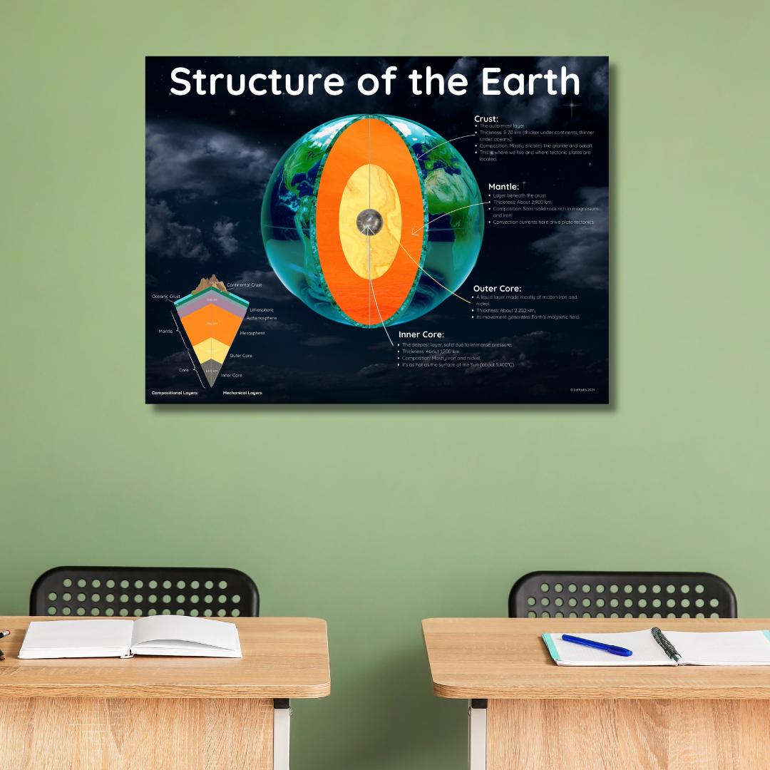 Printable Geology Poster - Structure & Layers of the Earth for ...