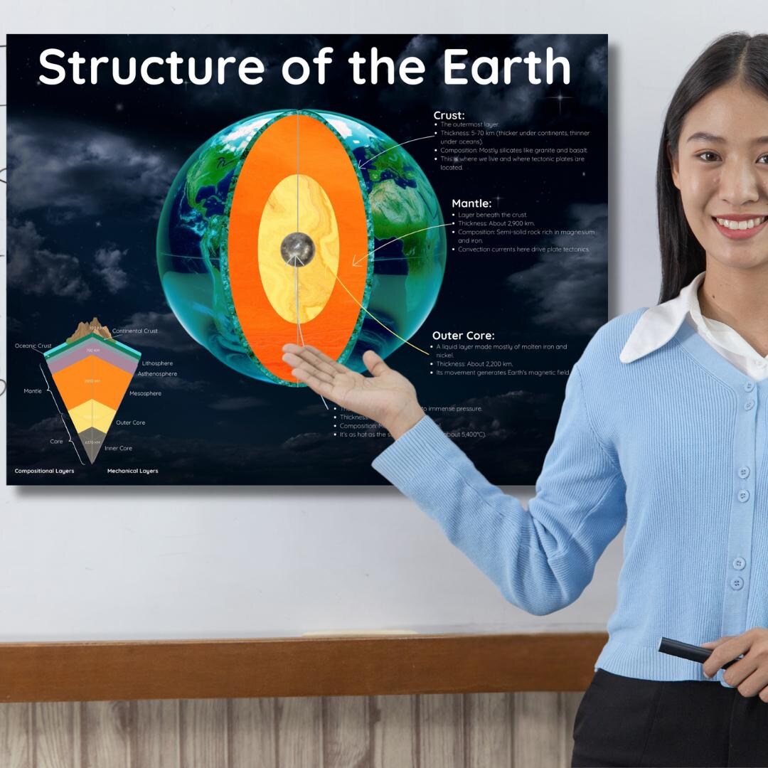 Printable Geology Poster - Structure & Layers of the Earth for ...