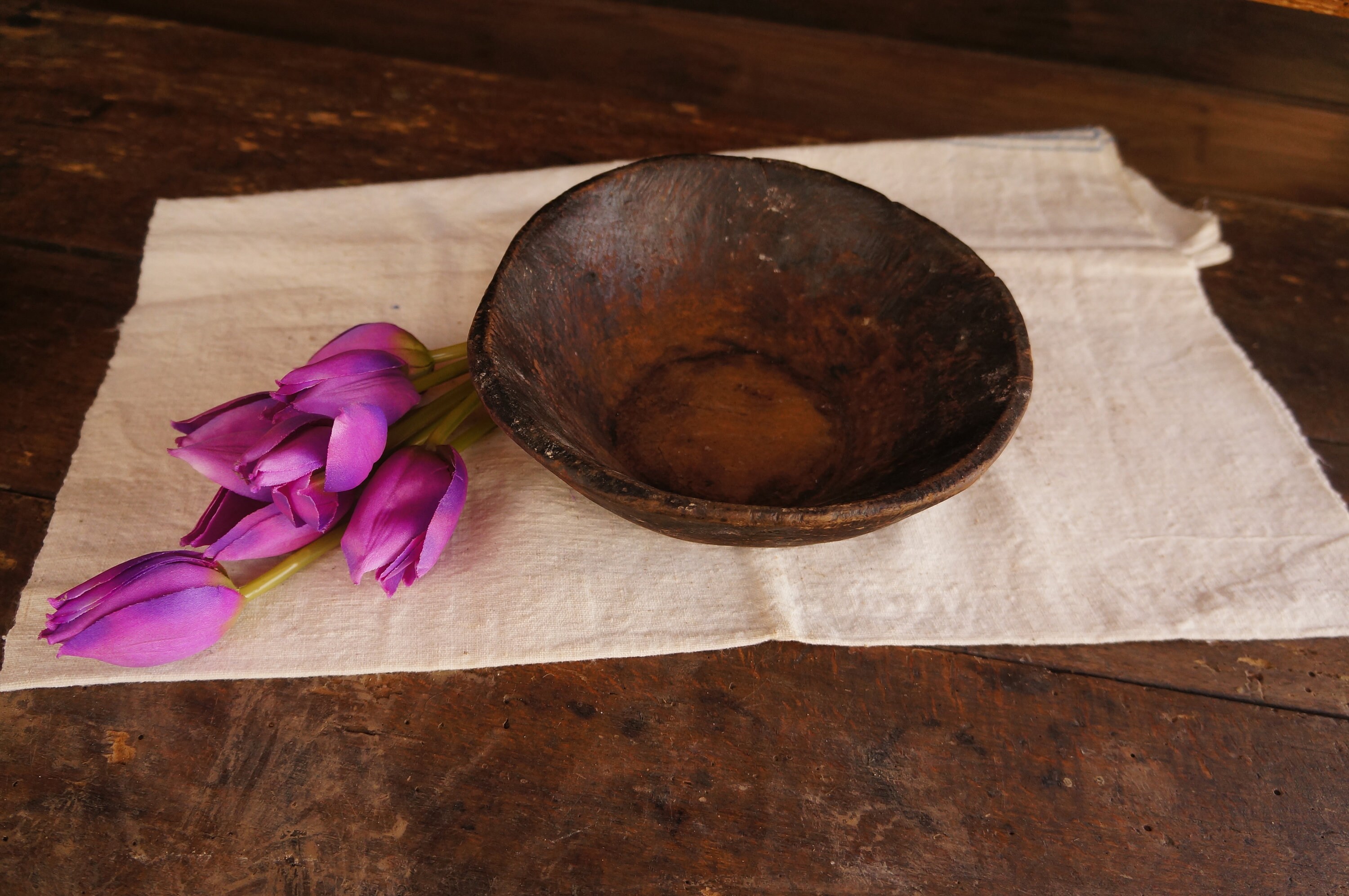 Home & Living Hand Carved Woodwork Tableware Set 3 Primitive Brown ...