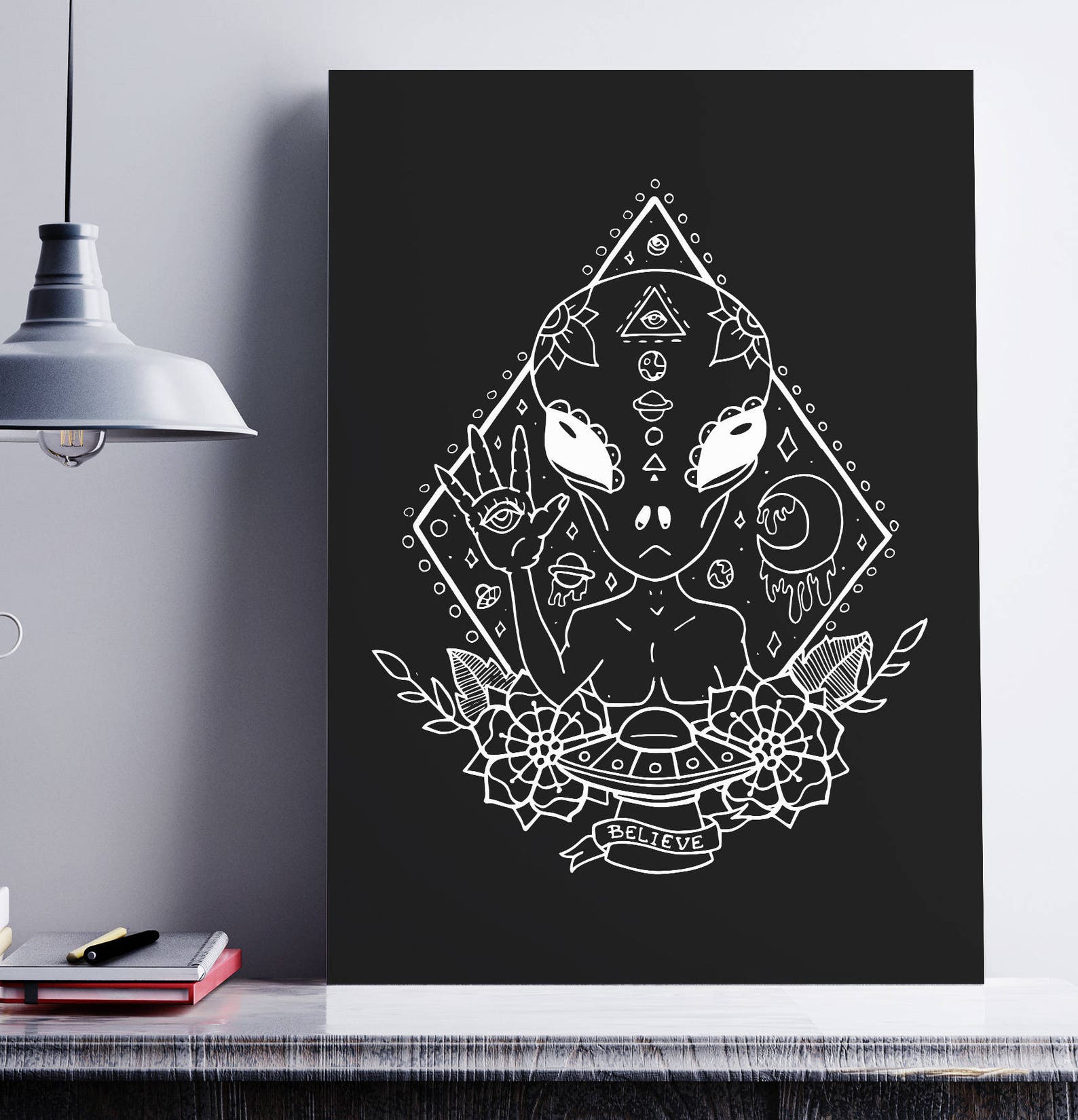 Alien Print - Etsy