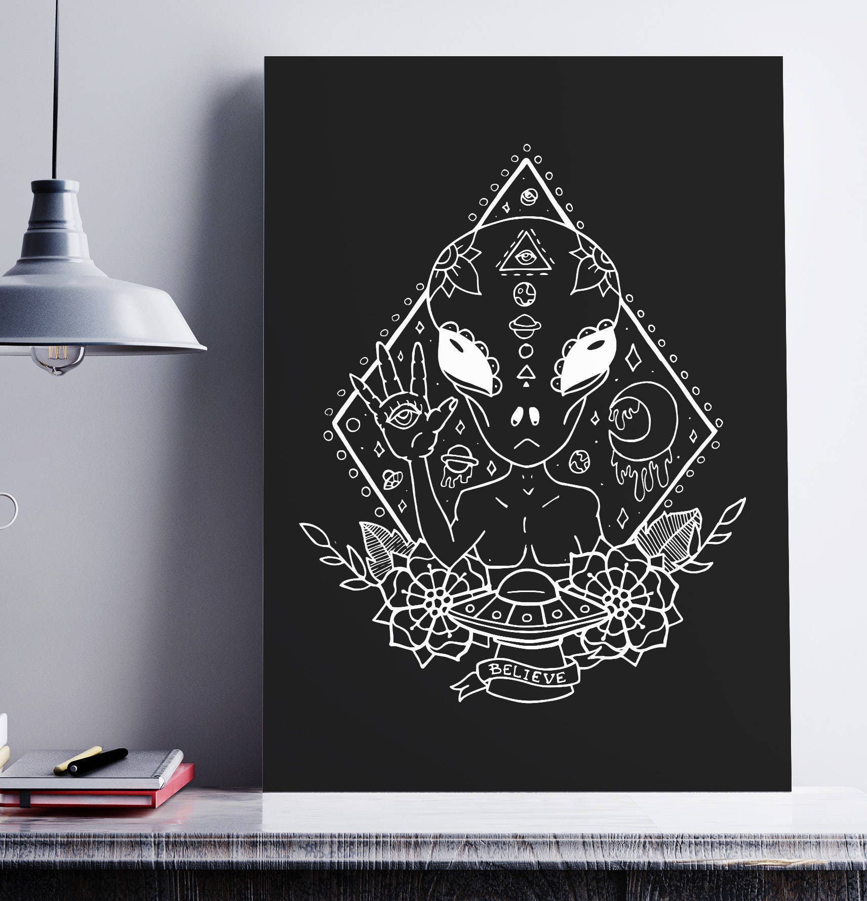 Alien Print - Etsy