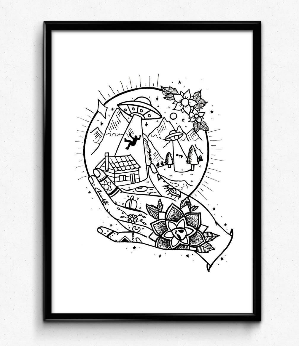 Alien Crystal Ball Print - Etsy