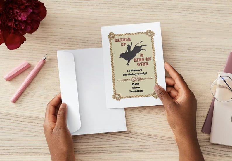 Editable Bull Riding Rodeo Invitation - Etsy