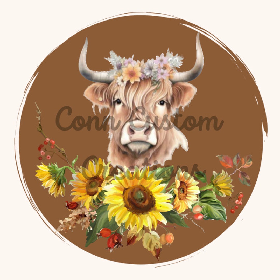 Highland Cow Sunflower Cake Topper - Etsy