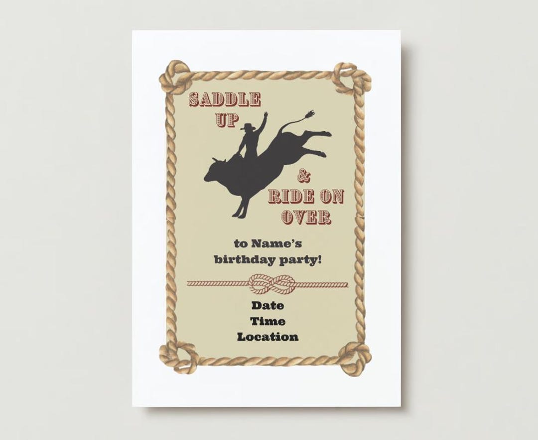Editable Bull Riding Rodeo Invitation - Etsy