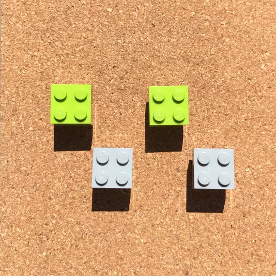 Repurposed Lego Push Pins Thumb Tacks Lime Green Gray Combo | Etsy