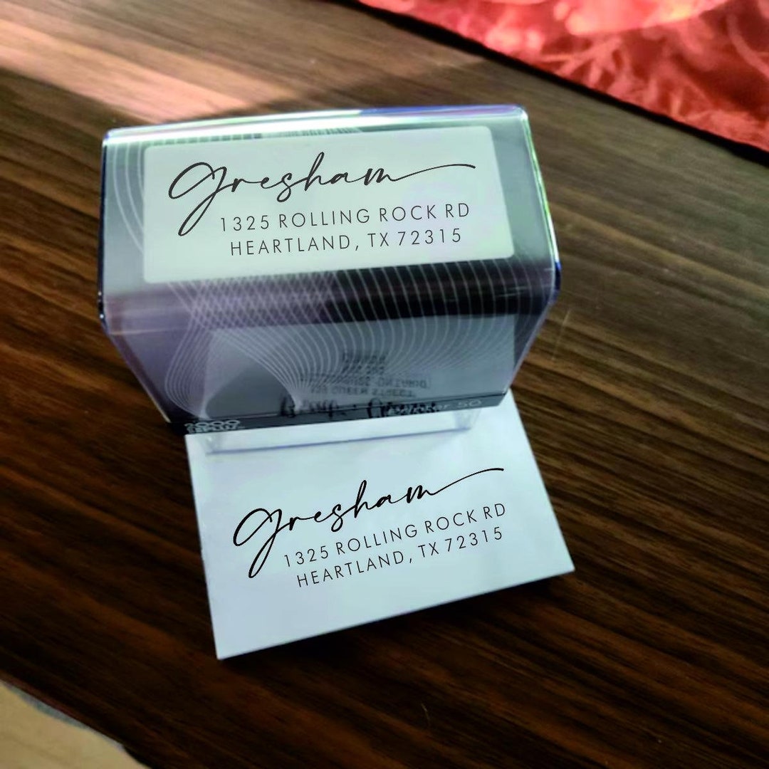 Cursive Address Stamp, Return Address Stamp, Family Address Stamp ...