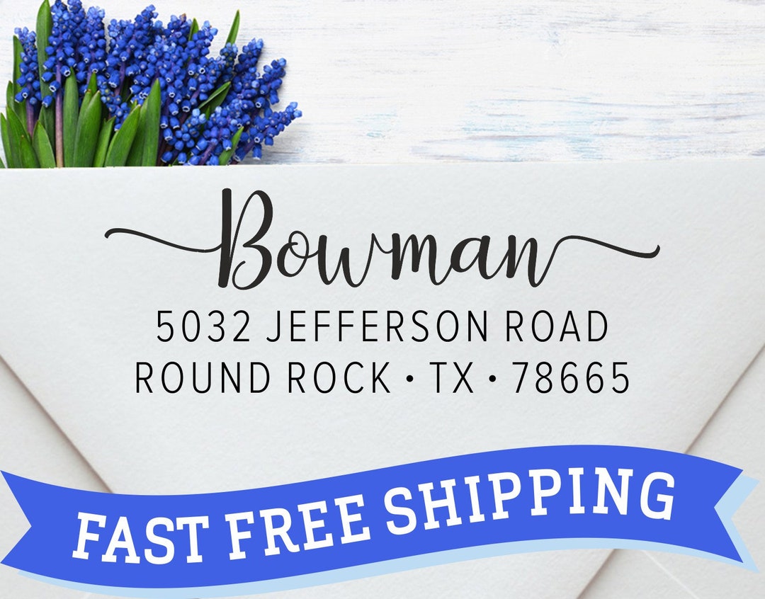 Calligraphy Return Address Stamp - Address Stamp With Swirls - Custom ...