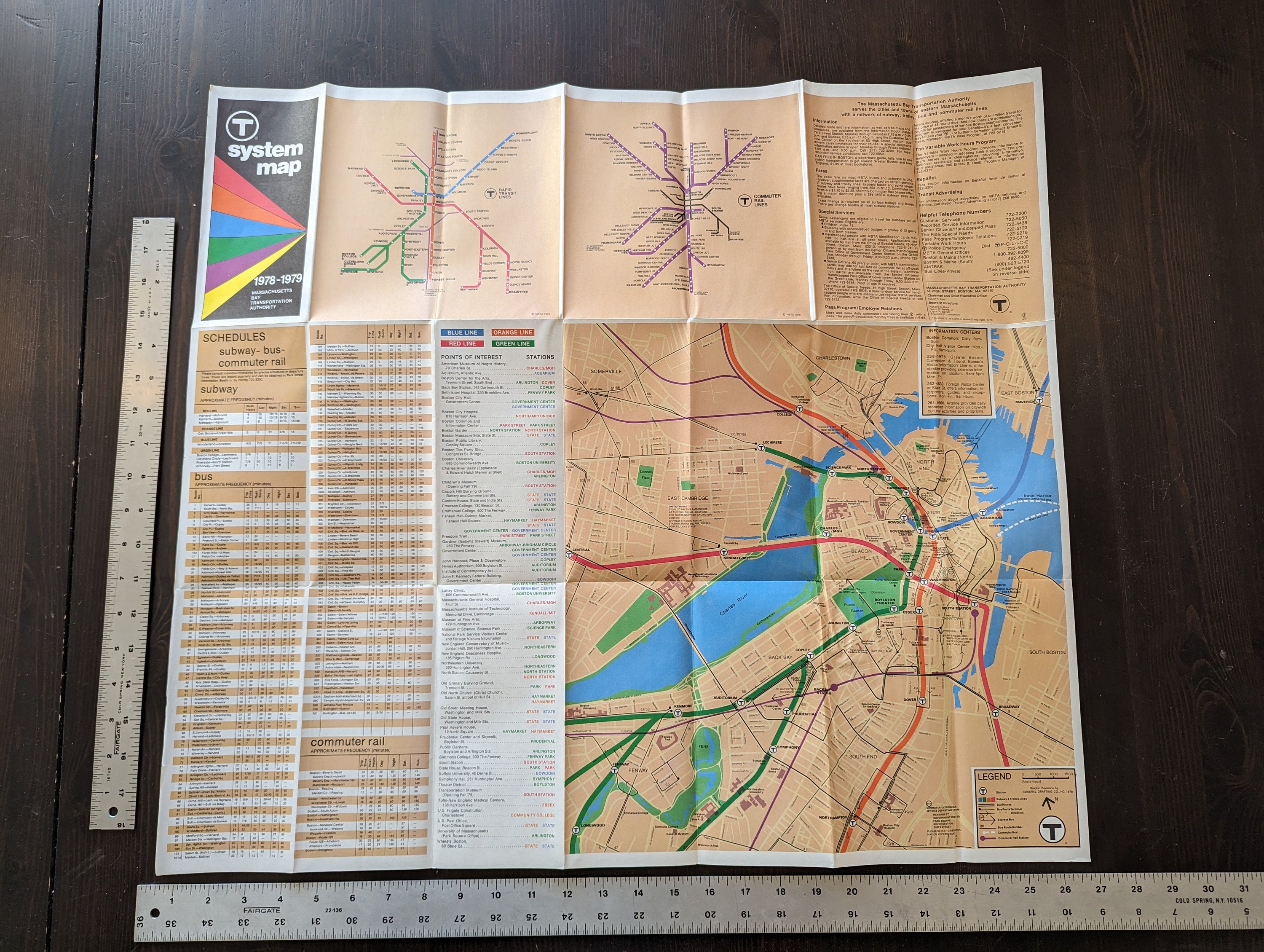 Boston MBTA T System Map 1978-1979 Massachusetts Bay Transportation ...