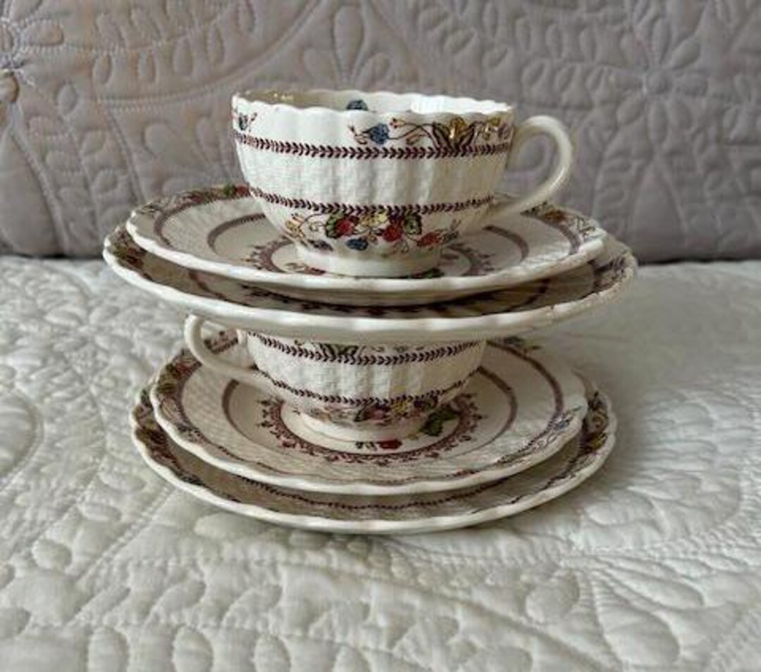 Vintage Spode China Teacups & Saucers and Bread/butter Plates - Floral ...