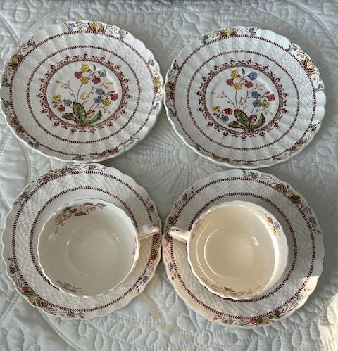Vintage Spode China Teacups & Saucers and Bread/butter Plates Floral ...