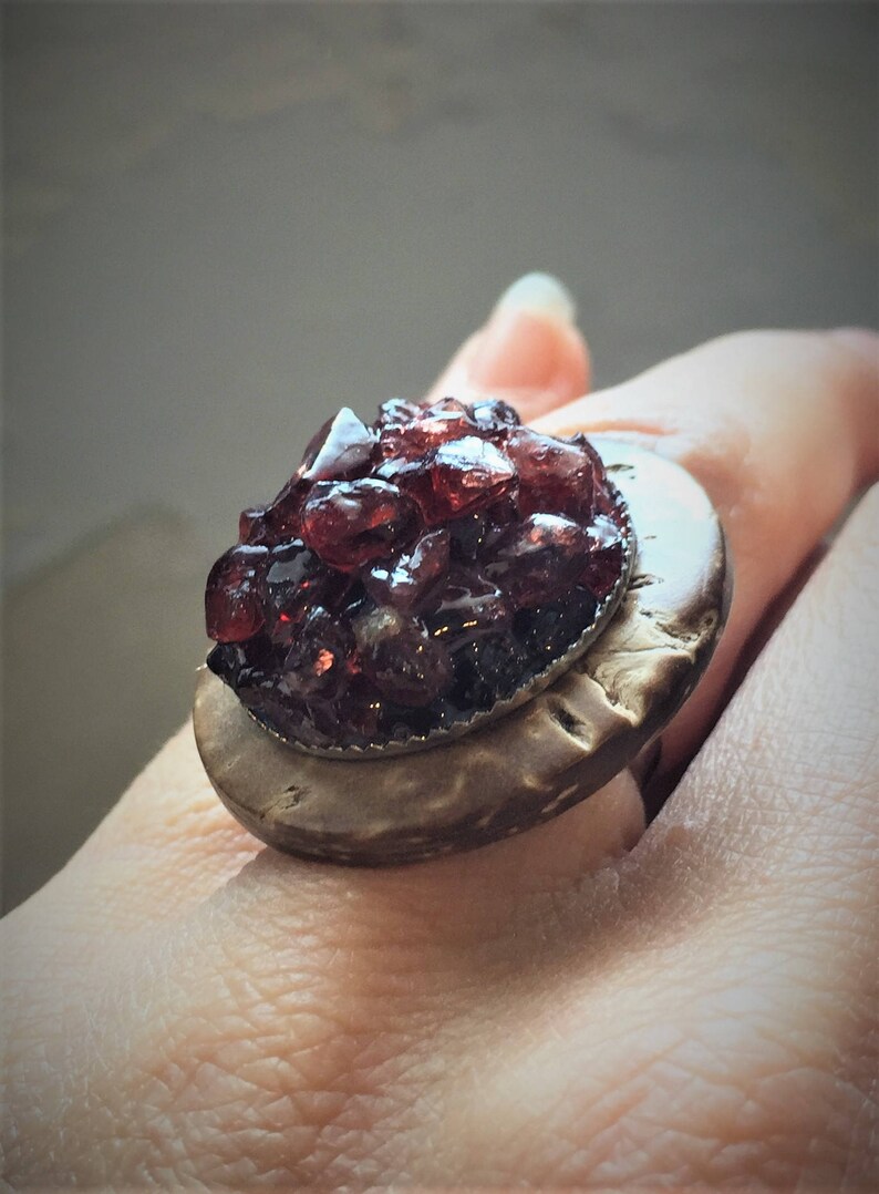 Big Raw Ruby Roots Ring Set in a Wooden Ring on Top of a - Etsy