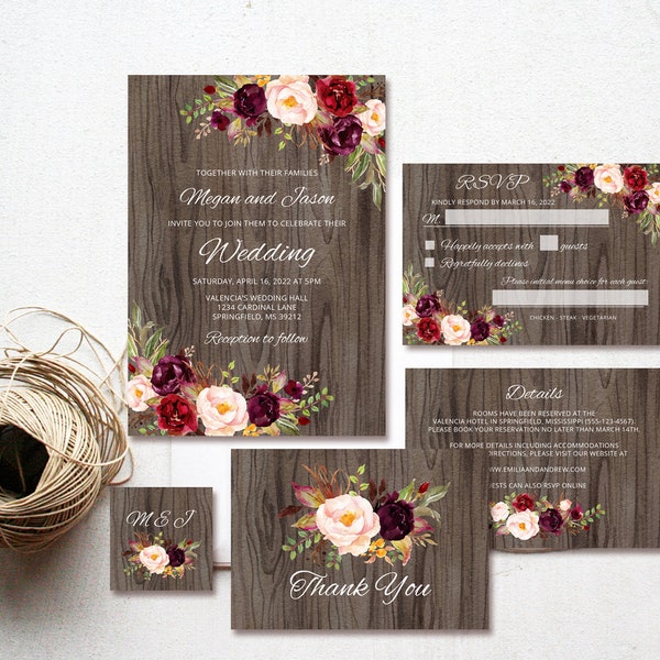 Rustic Wedding Invitation - Etsy