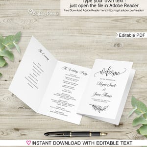 Folded Wedding Program Template Ceremony Program Printable | Etsy