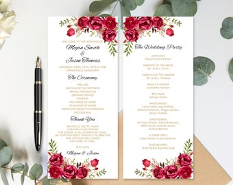 Red Program Template | Etsy