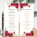 Red Wedding Program Template, Ceremony Program Printable, Floral Boho ...