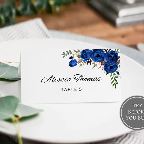 Royal Blue Wedding Seating Chart Template Boho Chic Floral | Etsy UK