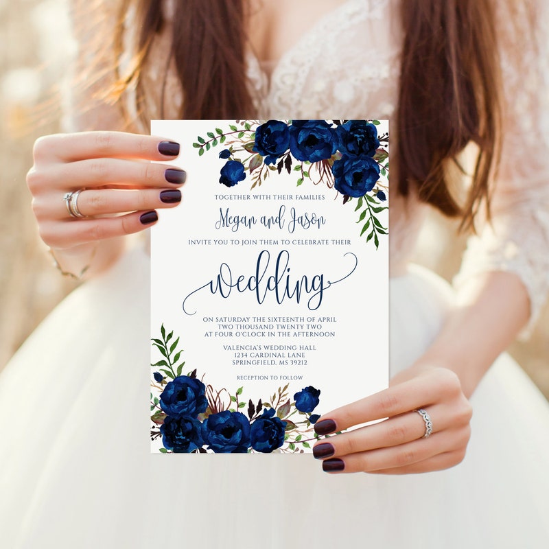 Navy Wedding Invitation - Etsy