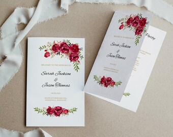 Folded Wedding Program Template Ceremony Program Printable | Etsy