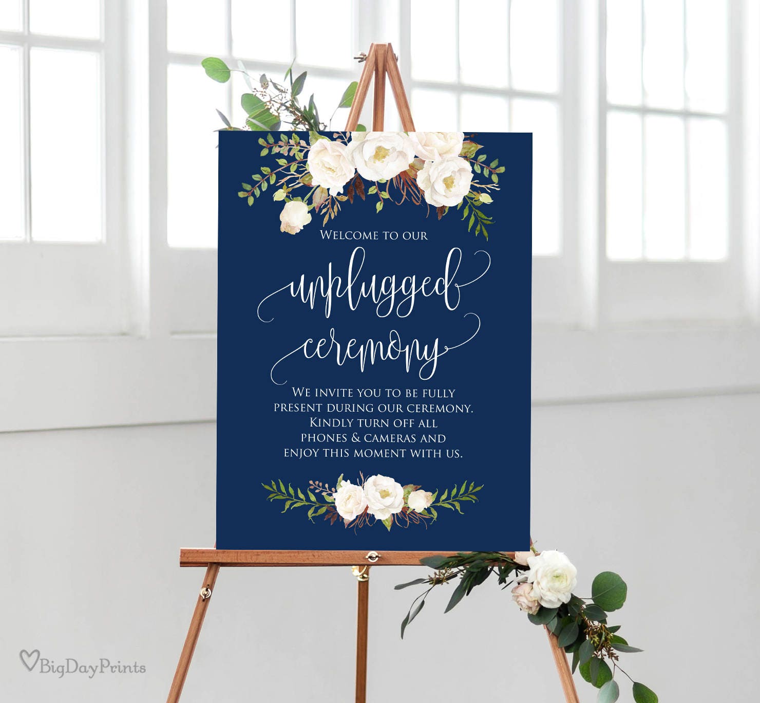Unplugged Ceremony Sign Navy Unplugged Wedding Sign Not Your | Etsy