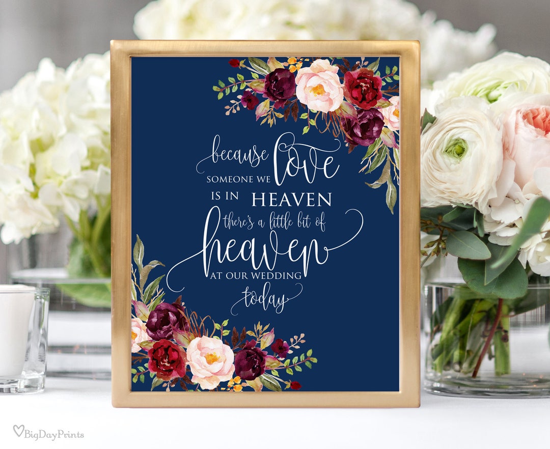 Navy Wedding Memorial Sign, Heaven Wedding Sign, Memorial Table ...