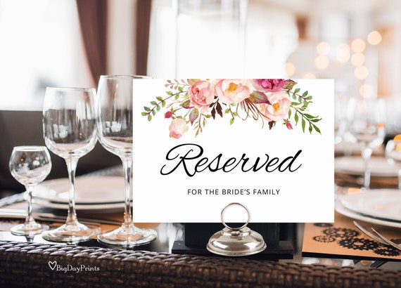 Blush Pink Wedding Reserved Sign Template Wedding Reserved - Etsy