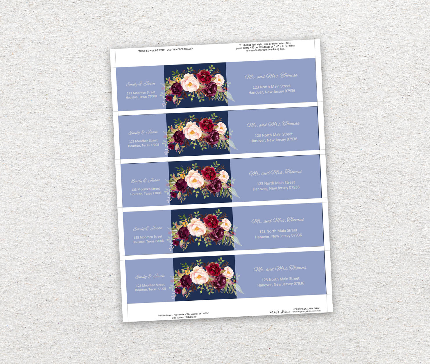 Wrap Around Address Labels Address Labels Template Printable | Etsy