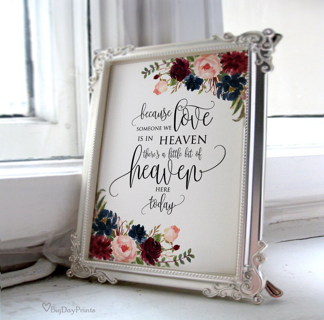 Heaven Wedding Sign, Wedding Memorial Sign, in Loving Memory, Memorial ...