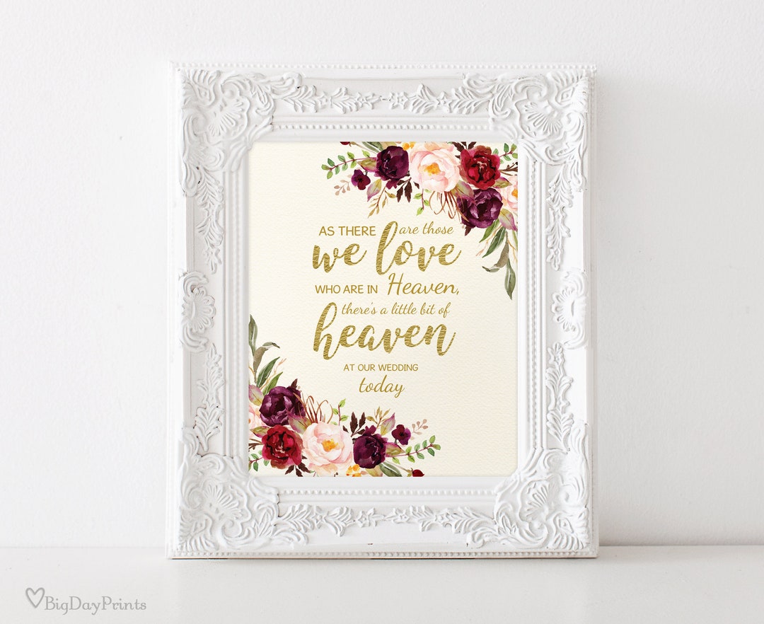 Wedding Memorial Sign, Heaven Wedding Sign, Ivory Memorial Table ...