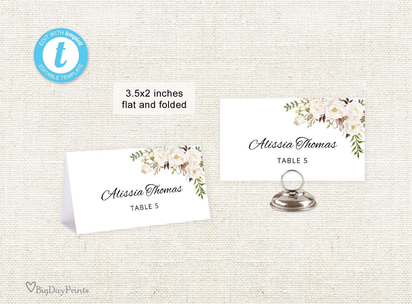 Place Card Template, Printable Place Card, Seating Cards, Table Numbers ...