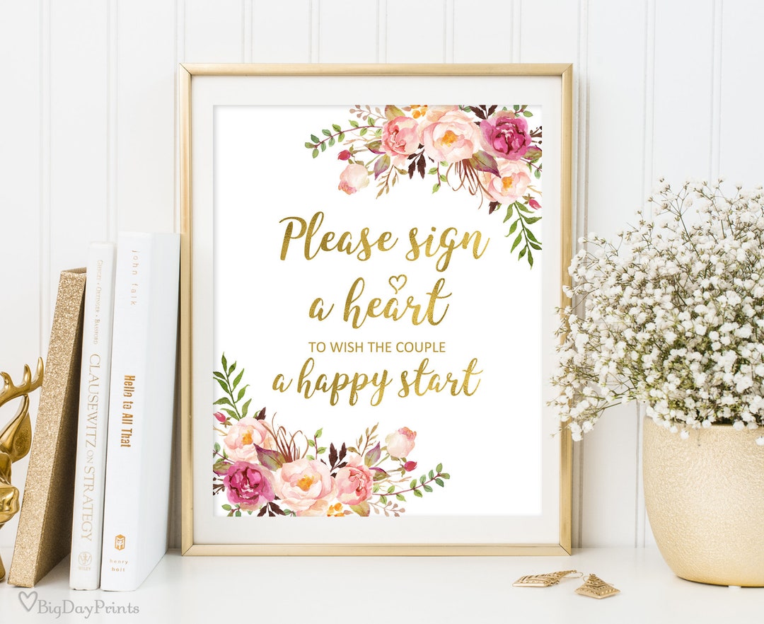 Please Sign a Heart Wedding Signs, Alternative Wedding Guest Book ...