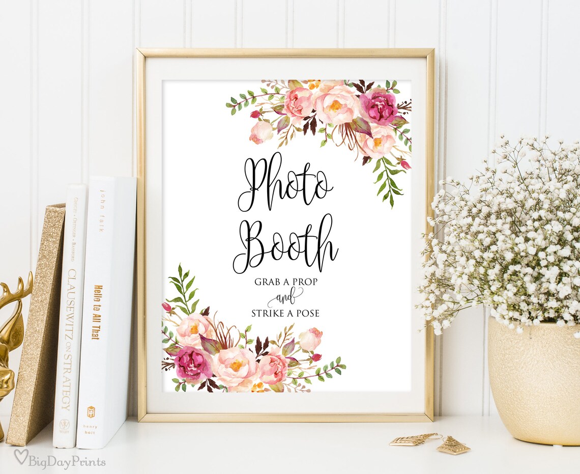 Photo Booth Sign, Wedding Photo Booth, Photo Booth Sign Printable ...