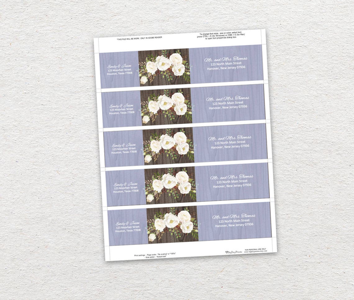 Wrap Around Address Labels Rustic Address Labels Template - Etsy