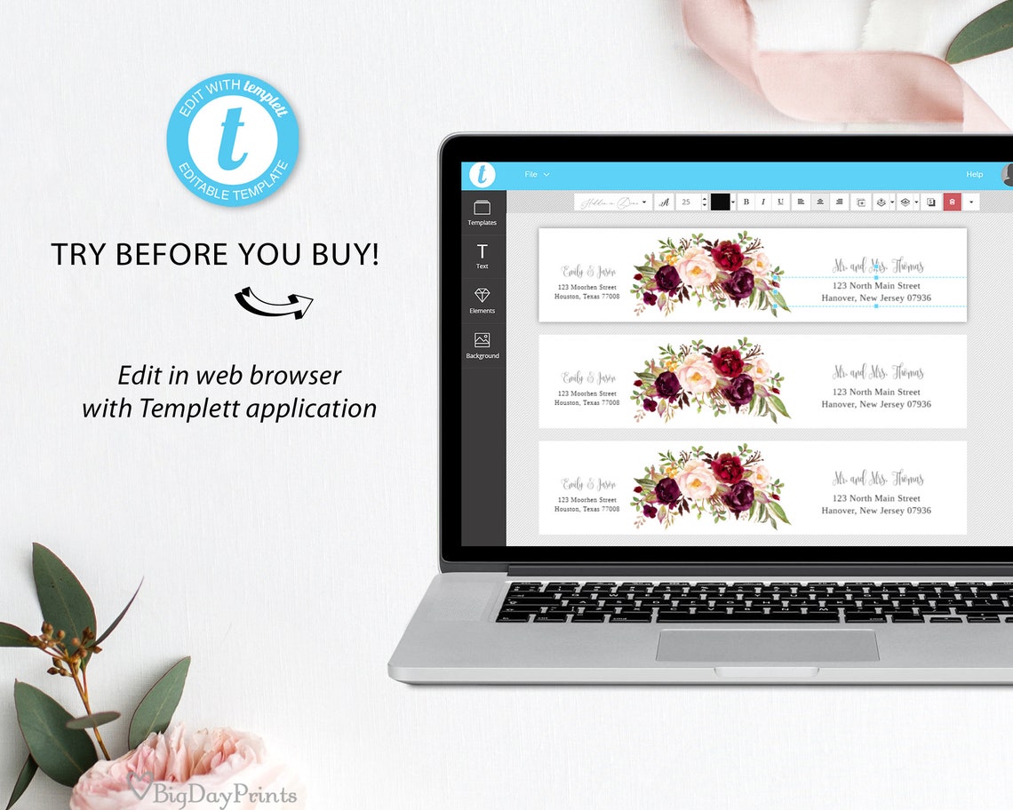 Wrap Around Address Labels Address Labels Template Printable | Etsy