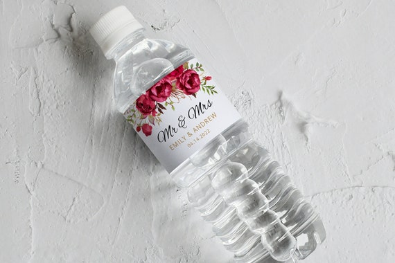 Red Wedding Water Bottle Labels Red Bottle Labels Wedding - Etsy
