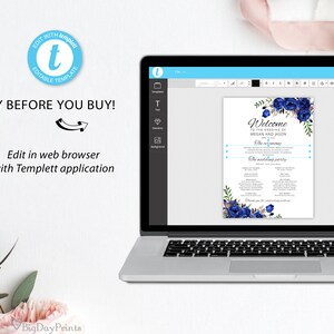 Royal Blue Wedding Program Sign Template, Blue Program Sign, Ceremony ...