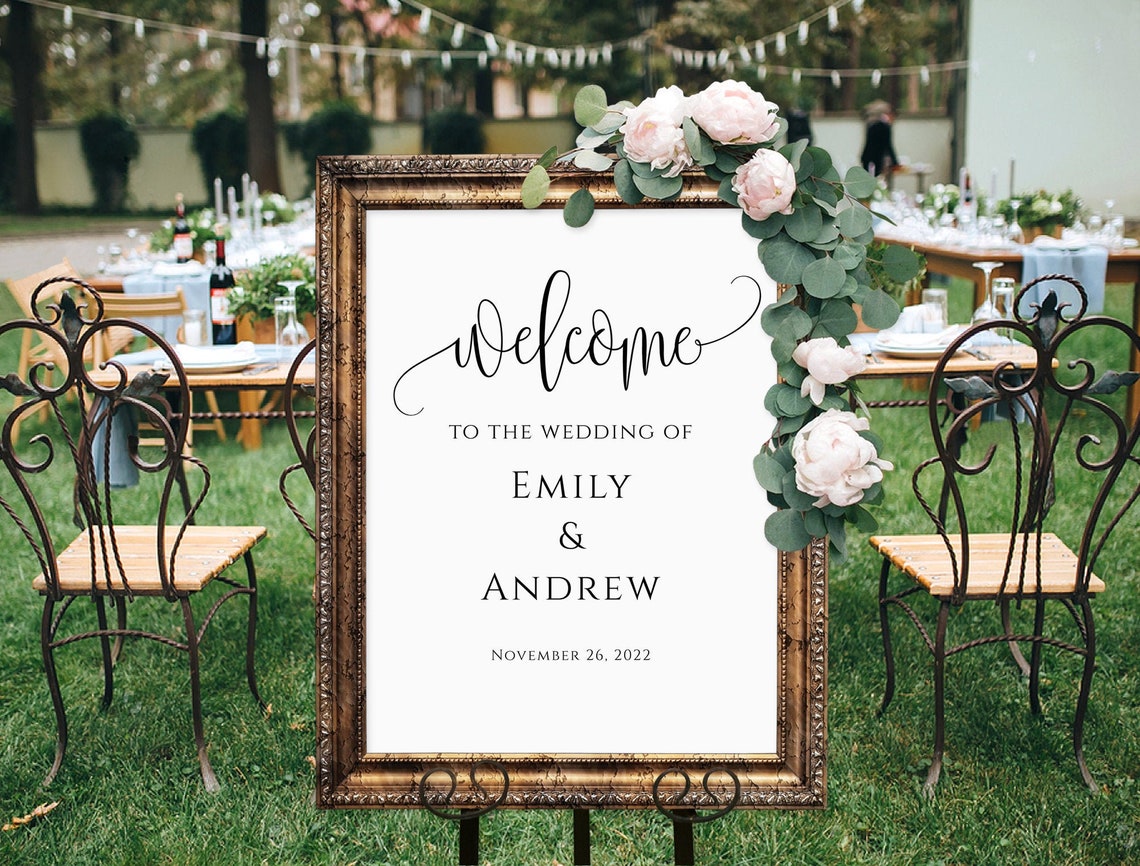 Welcome Wedding Sign Elegant Wedding Reception Sign Wedding | Etsy