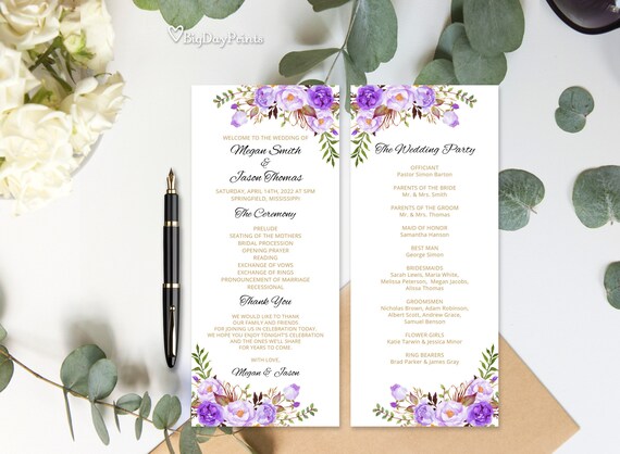 Wedding Program Template Ceremony Program Printable Wedding | Etsy