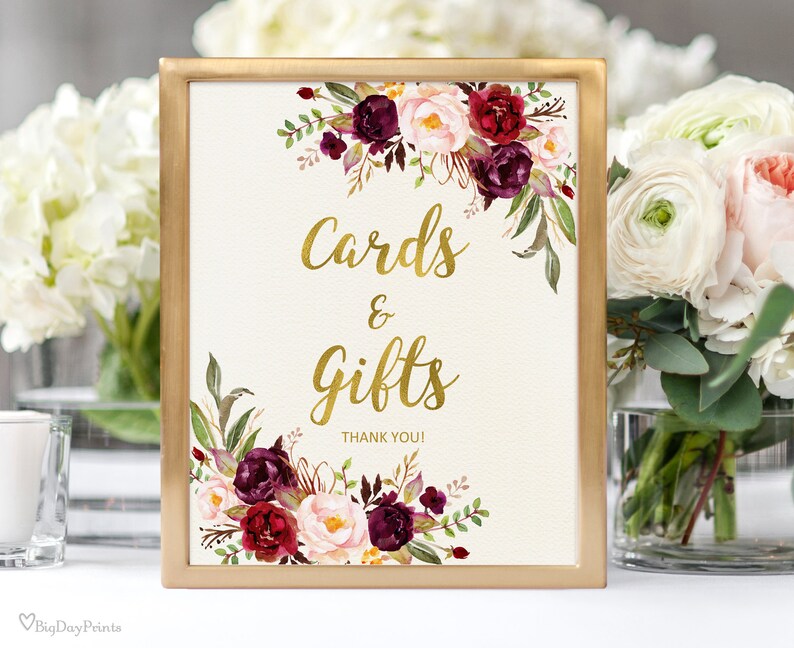 Cards and Gifts Sign Gift Table Sign Printable Wedding Sign - Etsy