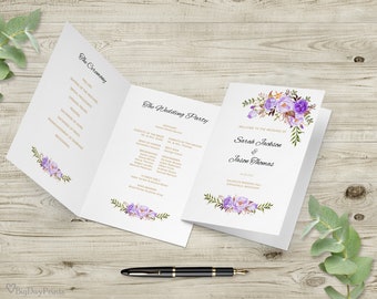 Wedding Program Template Ceremony Program Printable Foldable | Etsy