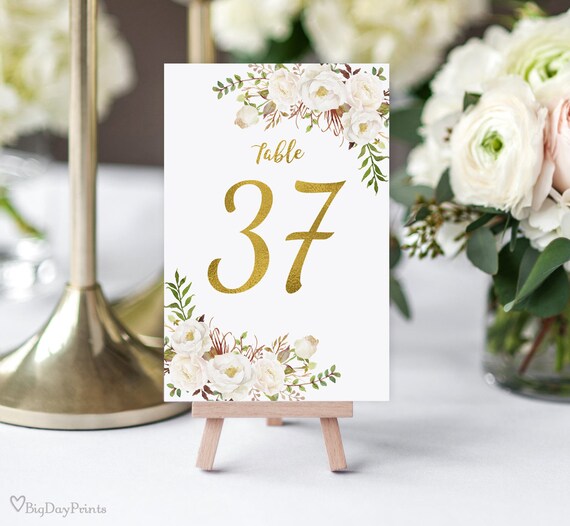 Wedding Table Numbers Floral Table Numbers Printable Wedding - Etsy