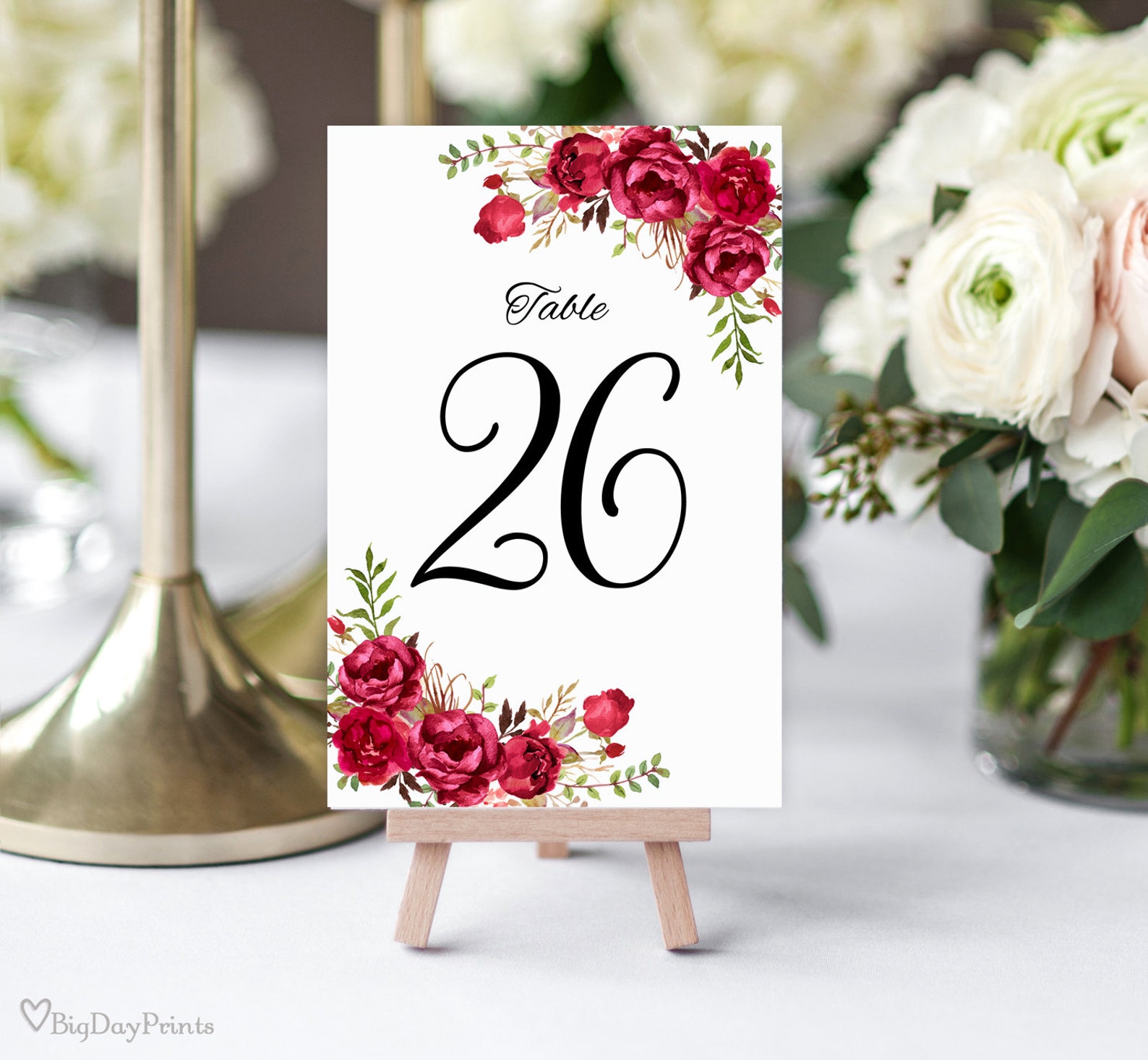 Wedding Table Numbers Red Table Numbers Printable Wedding - Etsy