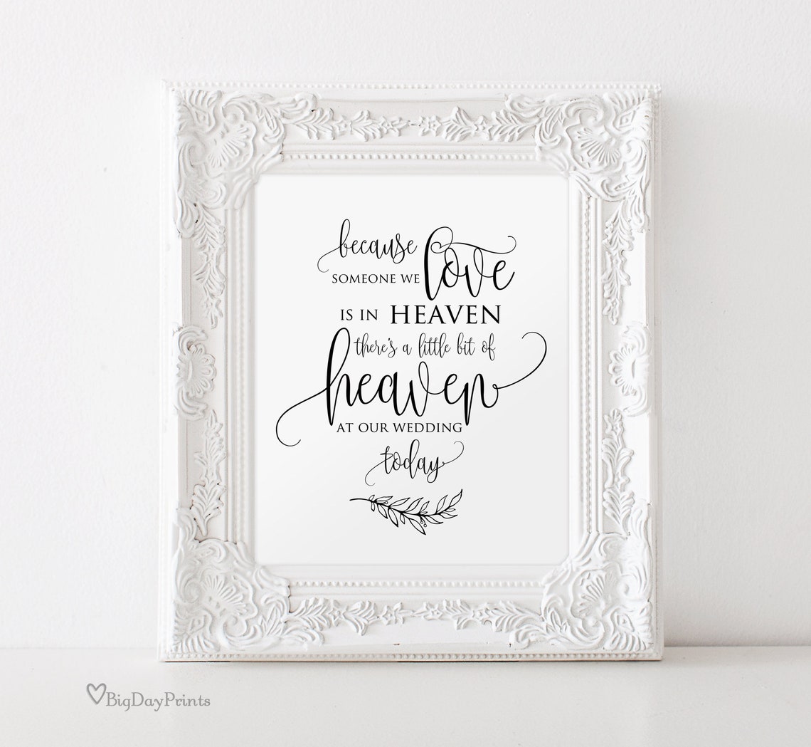 Wedding Memorial Sign, Heaven Wedding Sign, Memorial Table, Someone We ...